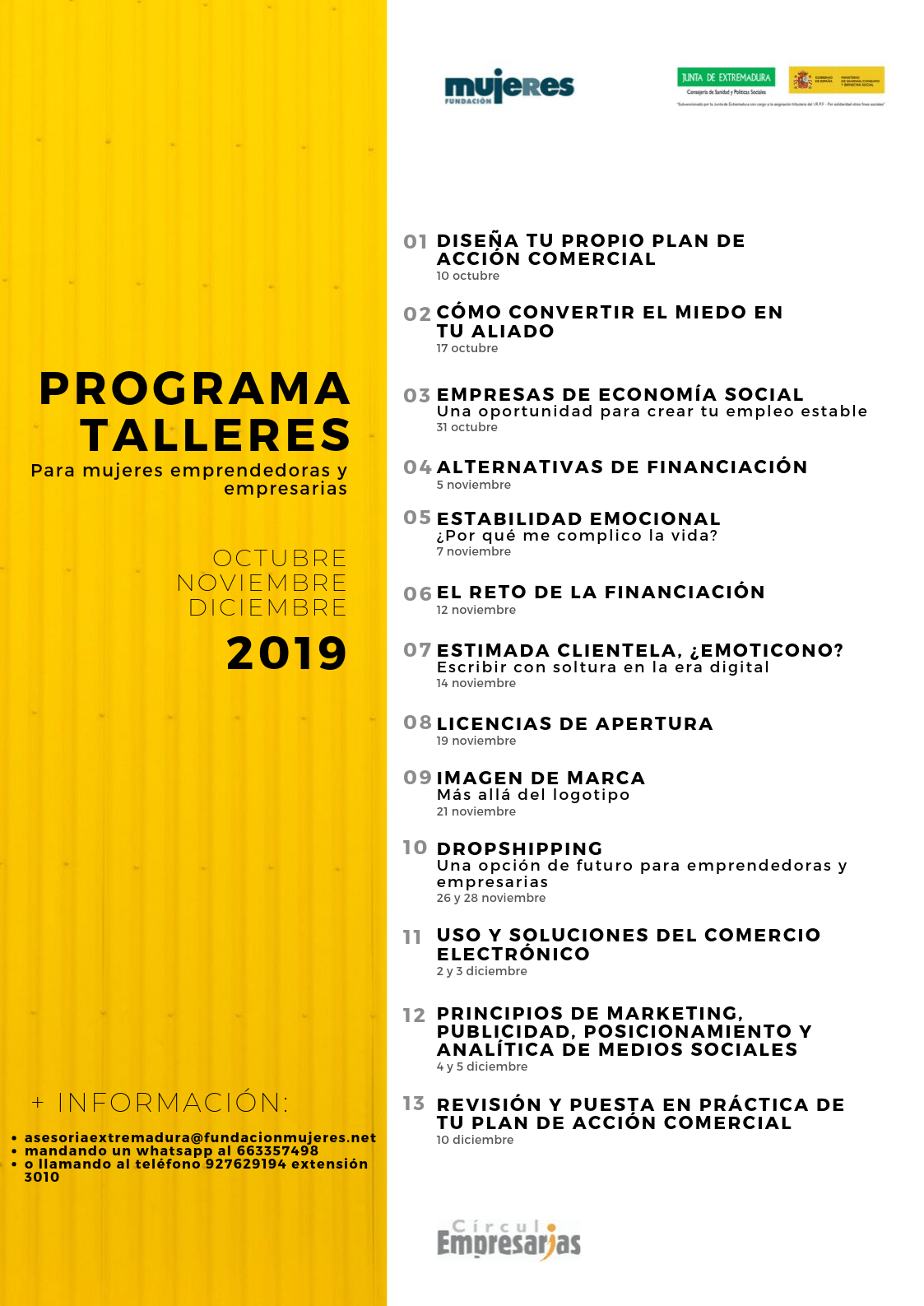 Nuevo Programa Talleres a cargo de empresarias extremeñas - Fundación Mujeres