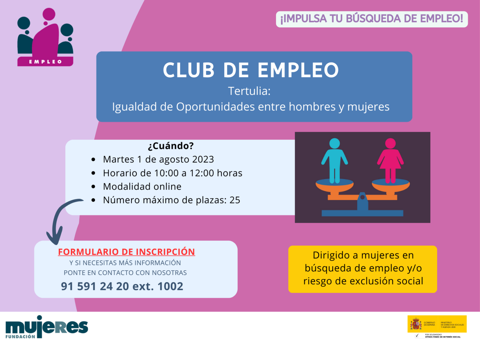 Club de Empleo - Igualdad de oportunidades entre hombres y mujeres ... Club de Empleo - Igualdad de oportunidades entre hombres y mujeres ...